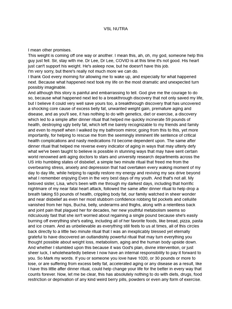 VSL NUTRA | PDF | Sleep | Dieting