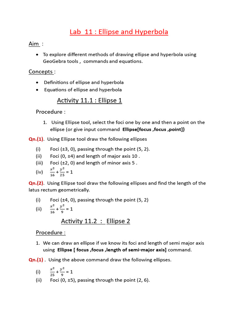 Lab 11 | PDF | Ellipse | Geometry