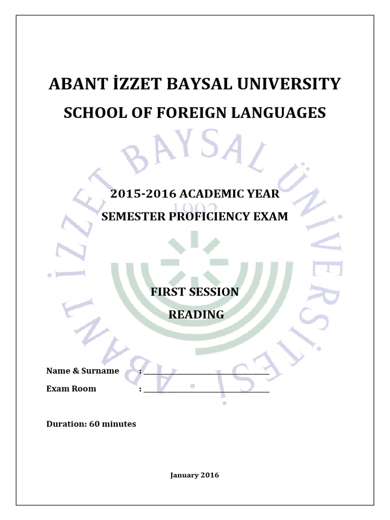 Sample Proficiency Test (All Sessions) | PDF | Sleep