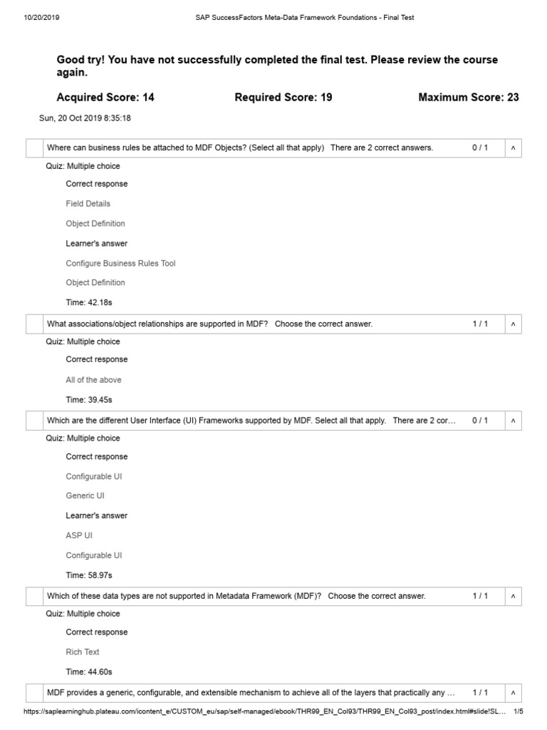 SAP SuccessFactors Meta-Data Framework Foundations - Final Test | PDF ...