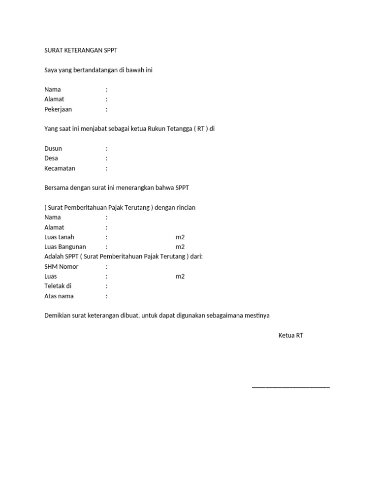 Surat Keterangan SPPT | PDF