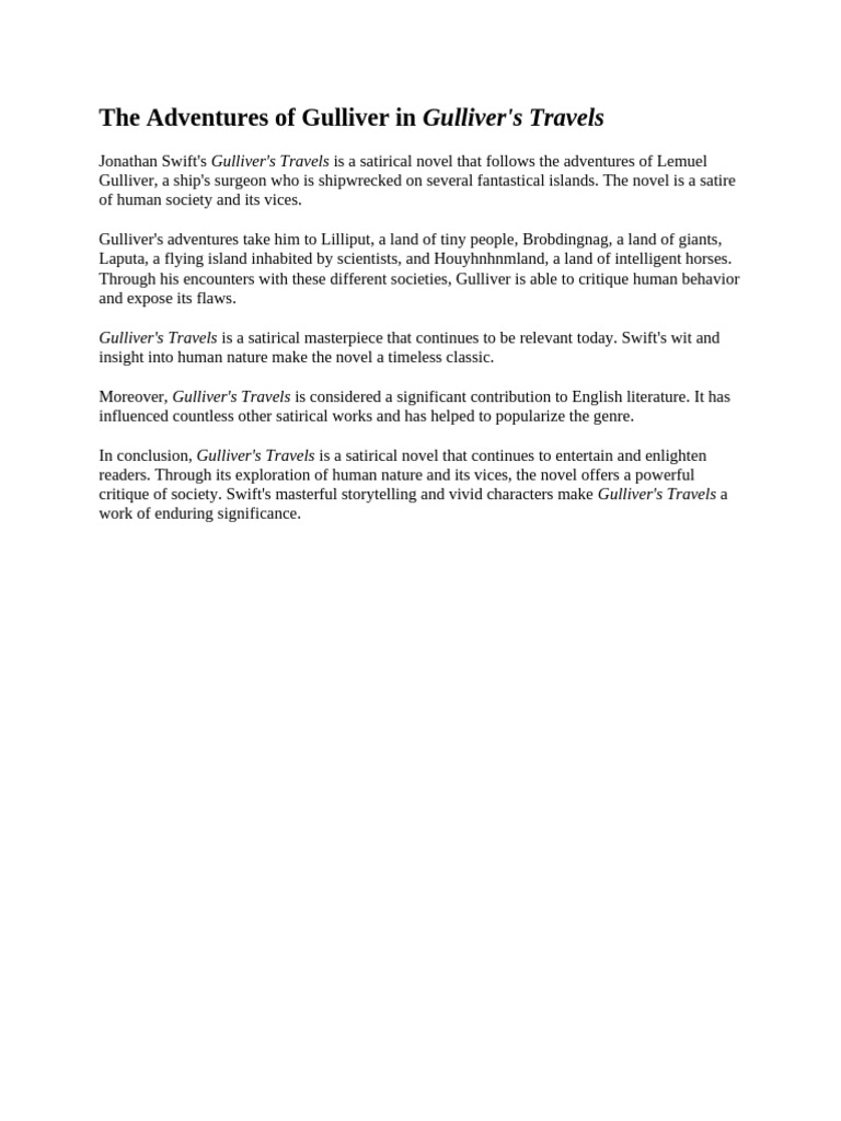 Satirical Insights in Gulliver's Travels | PDF