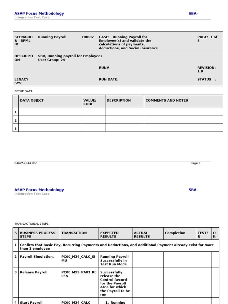 SBA-HR002-Payroll Run | PDF | Payroll | Methodology