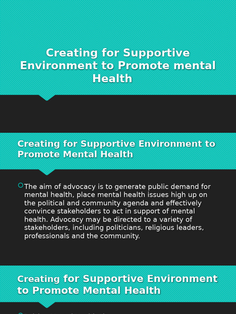 ED211 Creating For Supportive Environment Promote Mental Health | PDF | Mental Health | Life Skills