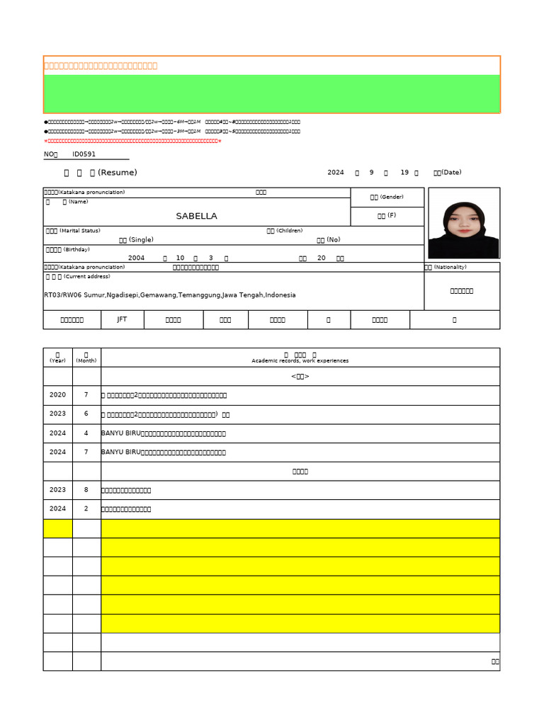 CV Mirai TG - Job Matching (Sabella) | PDF