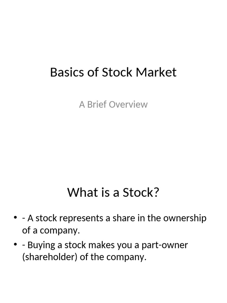 Stock Market Basics Overview | PDF