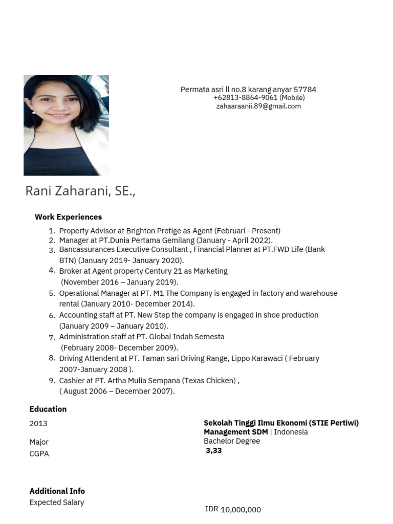 Rani Zaharani CV (2) .PDF - 20250202 - 211146 - 0000 | PDF