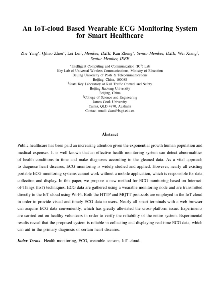 15 - An IoT-cloud Based Wearable ECG Monitoring System | PDF | Internet ...