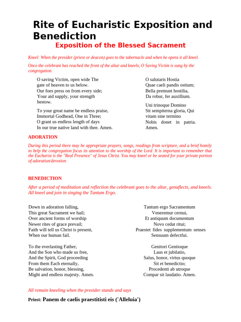 Rite of Eucharistic Exposition and Benediction at St. Anthony de Padua | PDF | Eucharist ...
