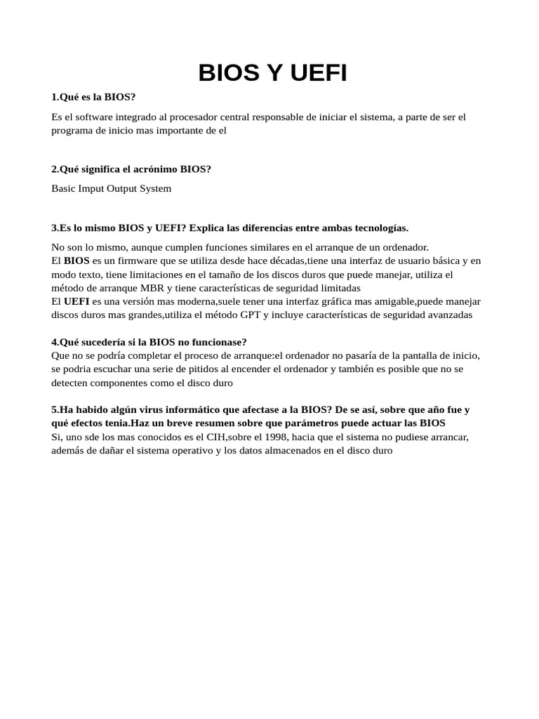 Bios y Uefi | PDF
