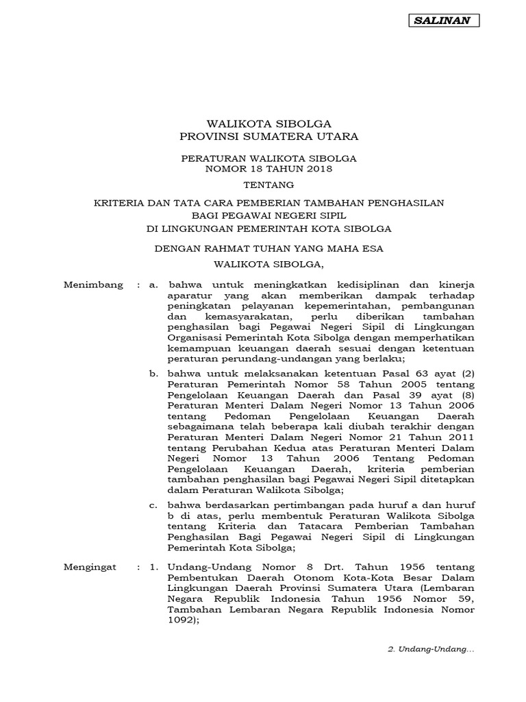 Perwal TTG TPP 2018 | PDF