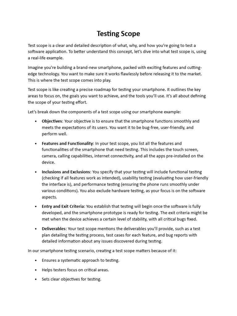 Testing Scope | PDF | Software Testing | Usability Testing Scope | PDF | Software Testing | Usability