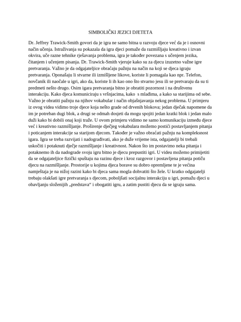 Simbolički Jezici Djeteta | PDF