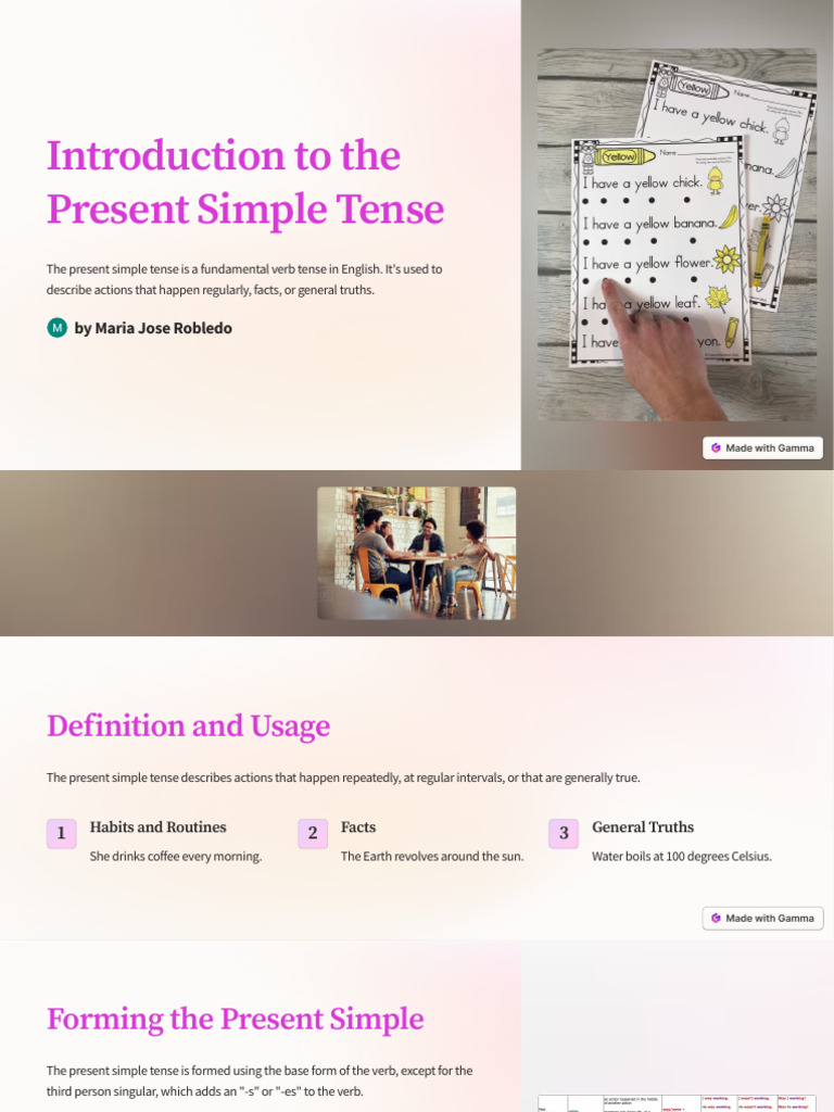 Introduction To The Present Simple Tense | PDF | Verb | Subject (Grammar)
