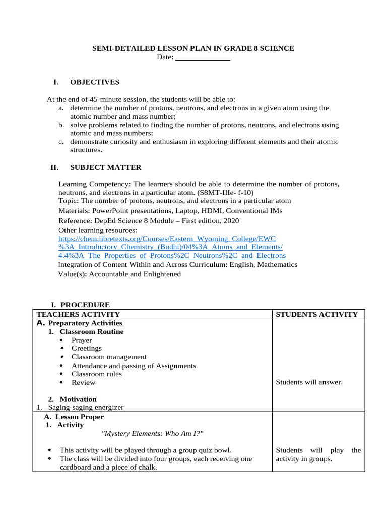 Number of Protons, Neutrons, and Electrons in An Atom | PDF | Atoms ...