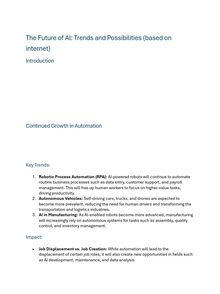 The Future Of Ai Trends And Possibilities Pdf Artificial