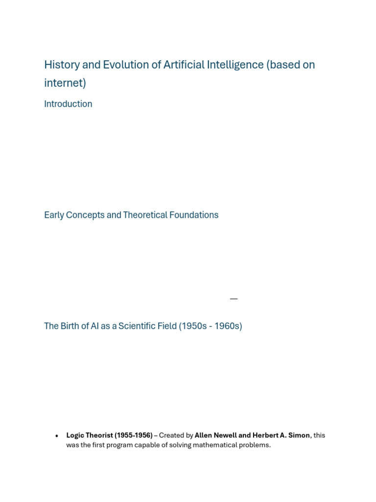 Evolution of Artificial Intelligence History | PDF | Artificial ...