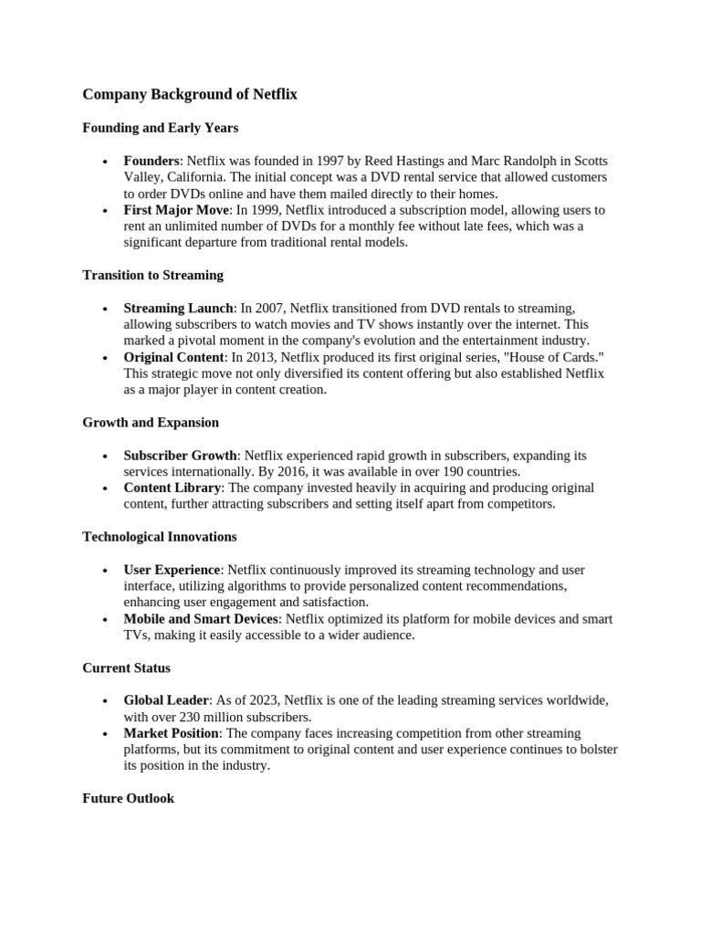 Netflix Company Overview and Business Model | PDF | Netflix | Streaming ...