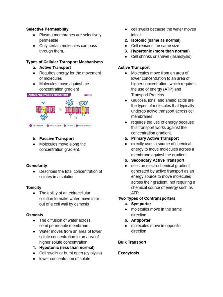 Transport Mechanism - Osmosis and Active Transport | PDF | Cell ...