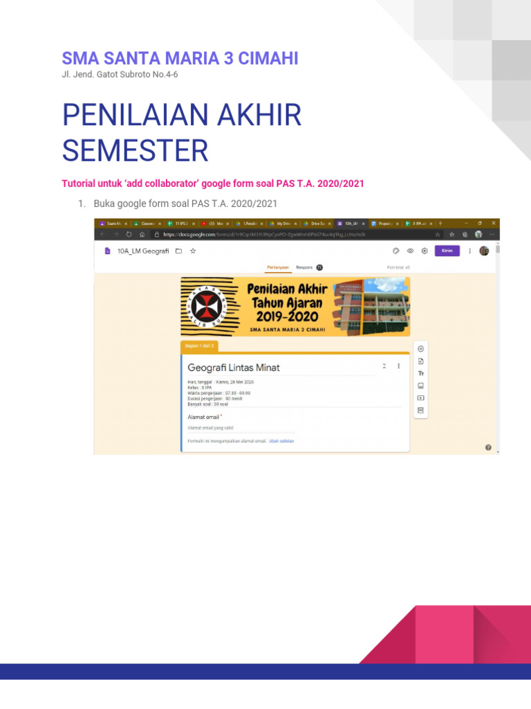 Tutorial 'add collaborator' Google Form PAS | PDF