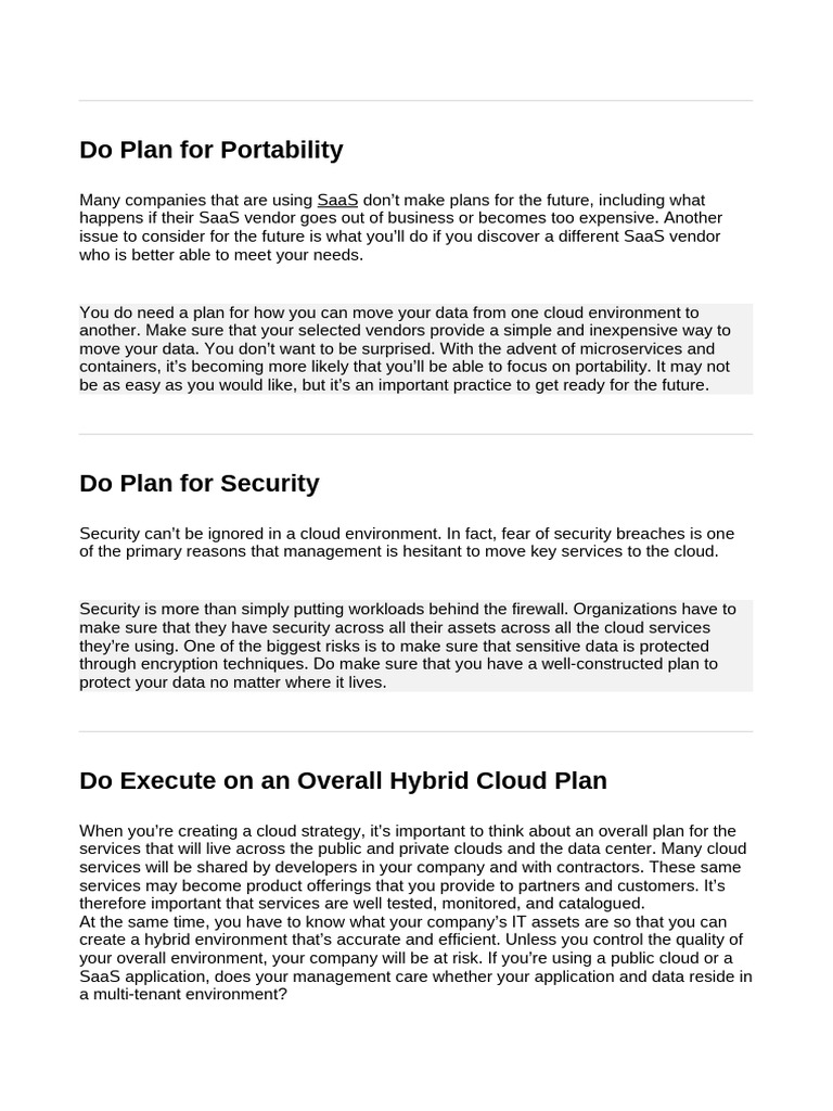 Do Plan For Portability | PDF | Cloud Computing | Software As A Service