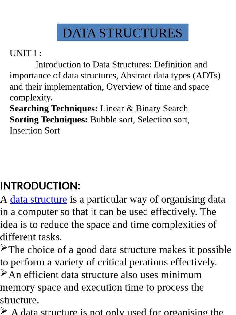 DS Unit 1 | PDF | Data Structure | Software Engineering