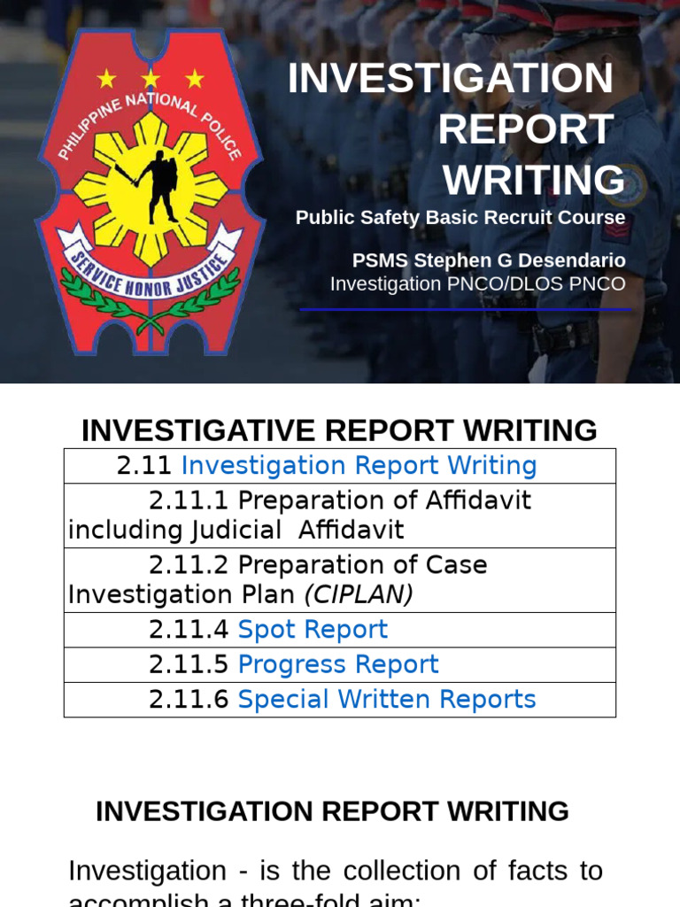 Investigation Report Writing Guide | PDF | Affidavit | Witness