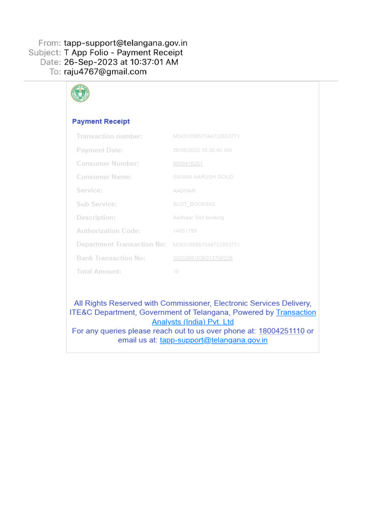 T App Folio - Payment Receipt | PDF