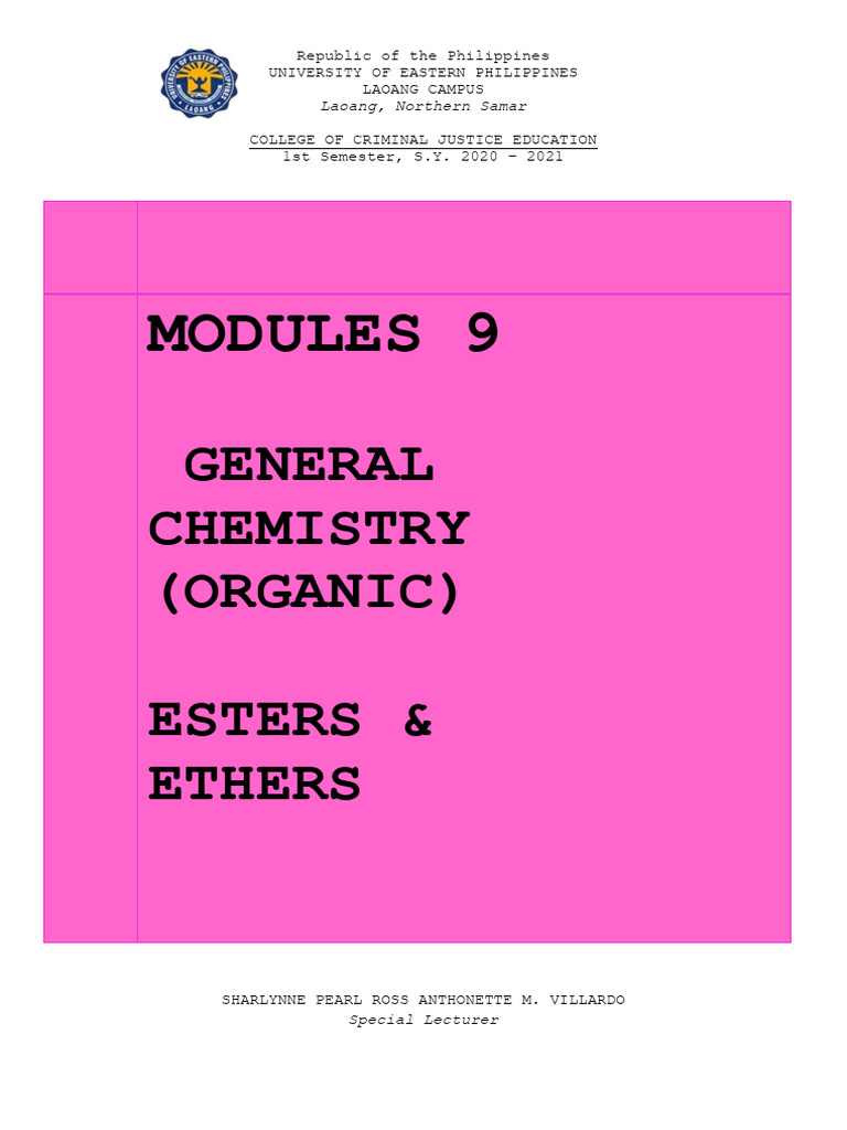 MODULE 9pdf ESTERS and ETHERS For Upload | PDF | Ester | Ether