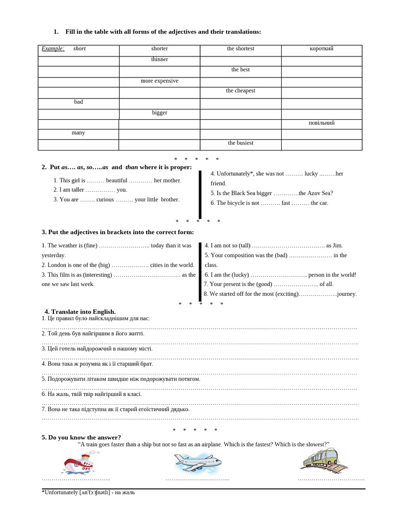 Degrees of Comparison of Adjectives 59069 | PDF