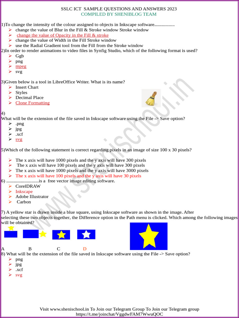 Sheniblog Sslc Ict Model Questions 2023 Leena Edited | PDF | Computer Network | Internet
