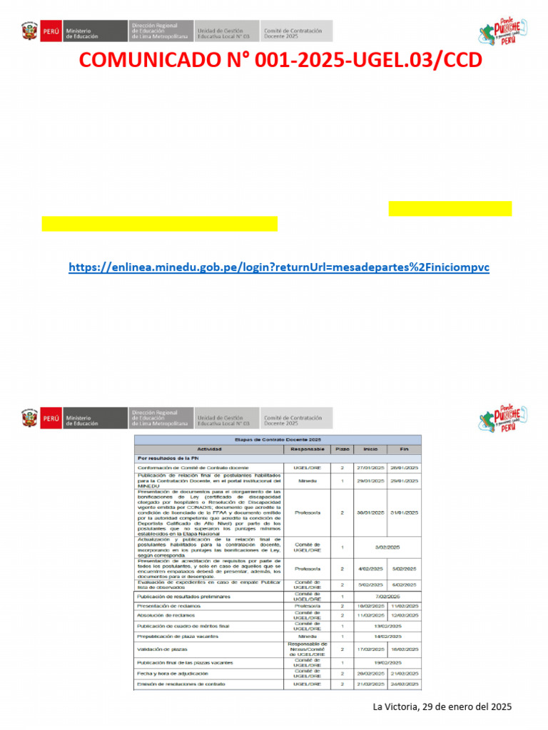 Comunicado 001 2025 CCD | PDF