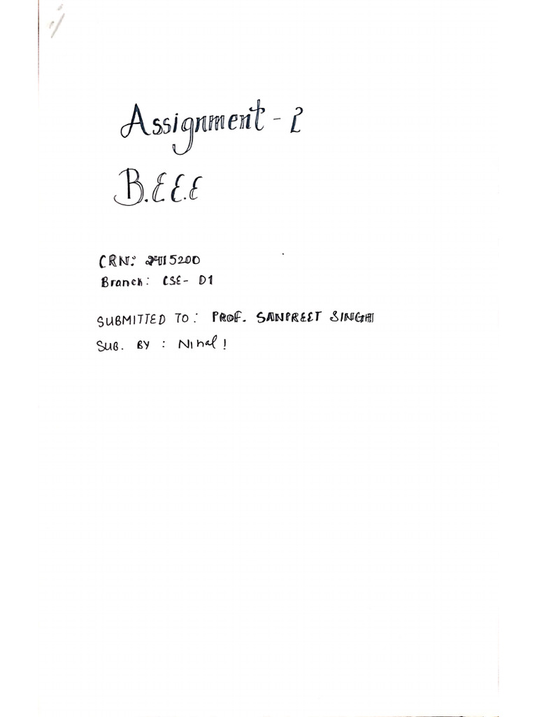 BEEE Assignment 2 | PDF