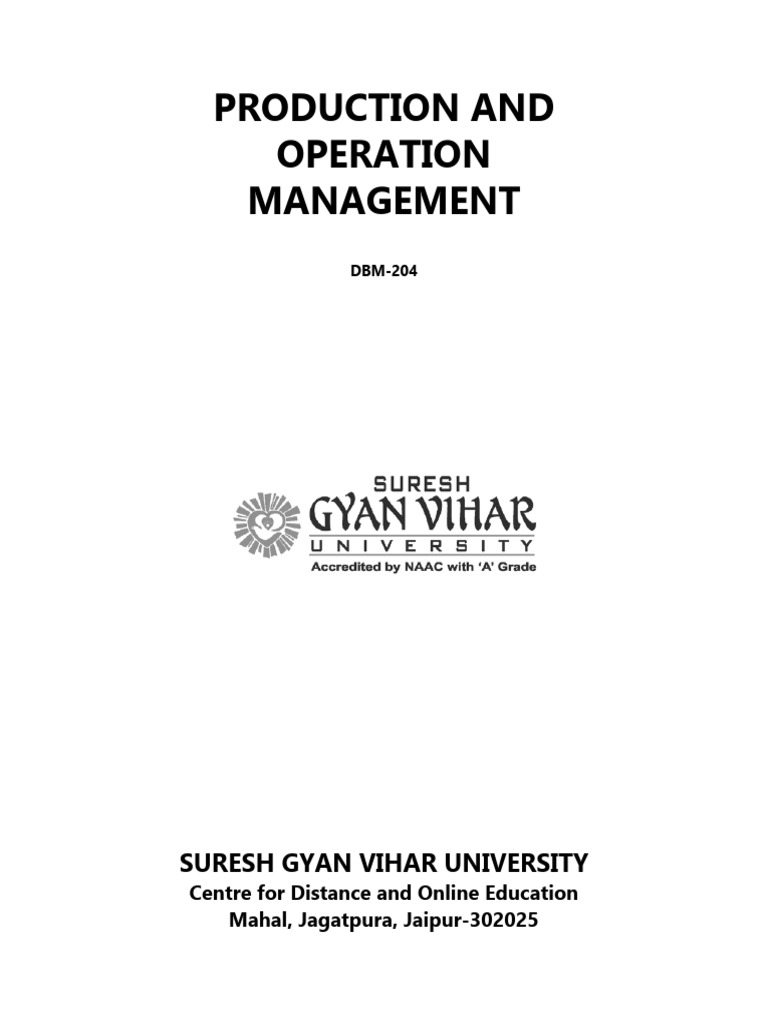 PRODUCTION AND OPERATION MANAGEMENT - BBA 4th SEM | PDF | Operations ...