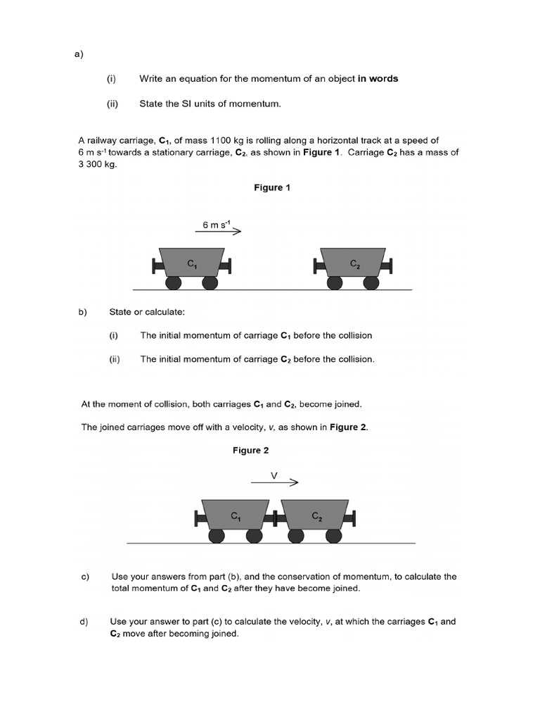 Linear Momentum ^0 Conservation Structured Answers Worksheet 1 | PDF
