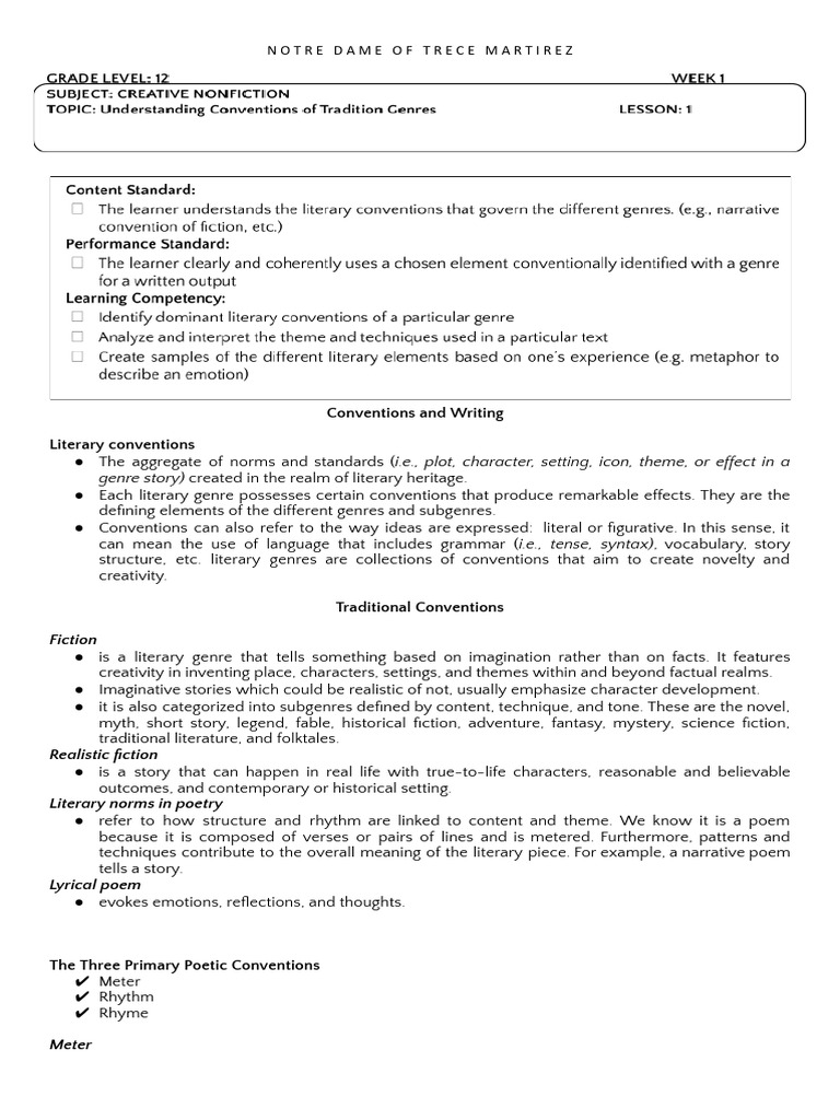 Literary Conventions Guide | PDF | Poetry | Metre (Poetry)
