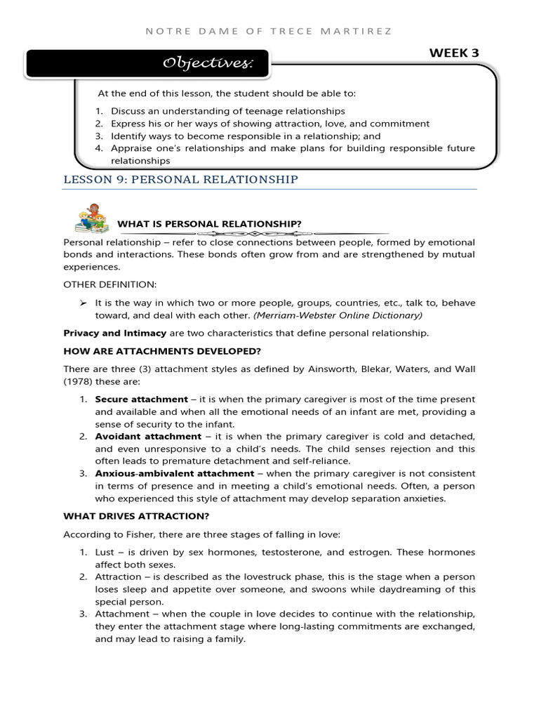 Perdev Week 3 | PDF | Love | Attachment Theory