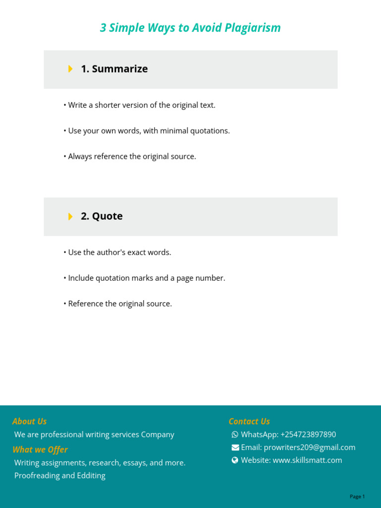 3 Simple Ways To Avoid Plagiarism | PDF