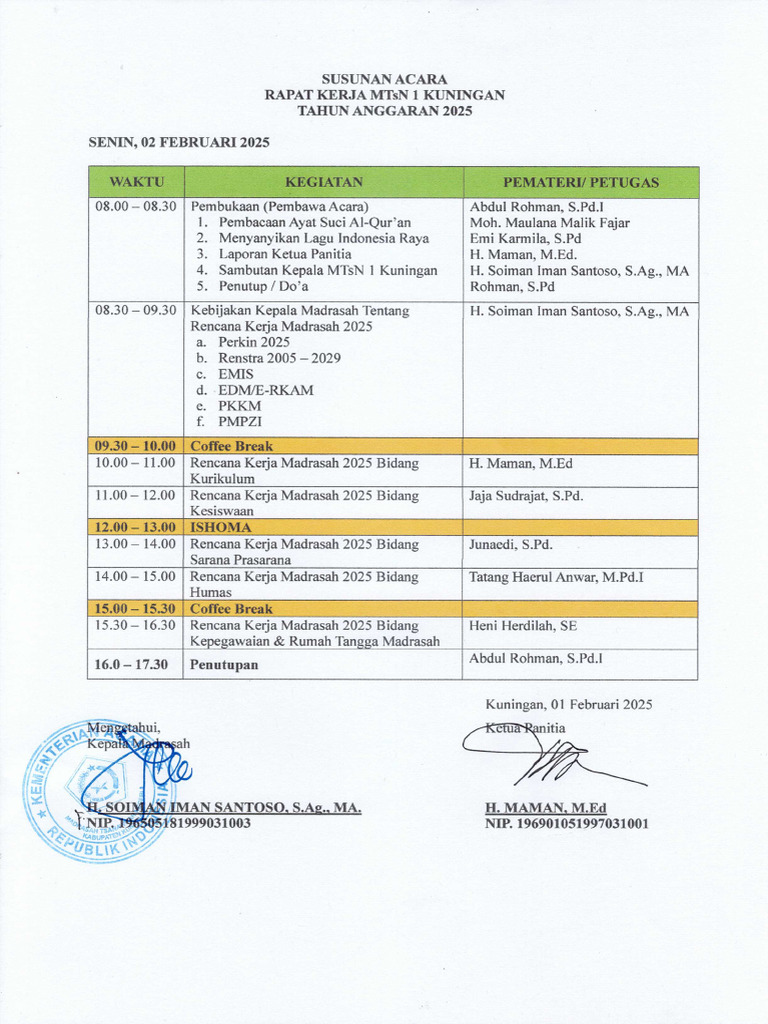 Susunan Acara Raker | PDF