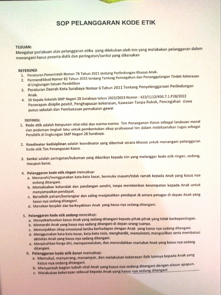 Sop Pelanggaran Kode Etik | PDF