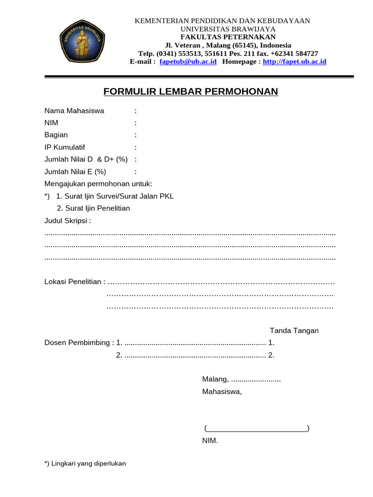 Formulir Permohonan Ijin Penelitian | PDF