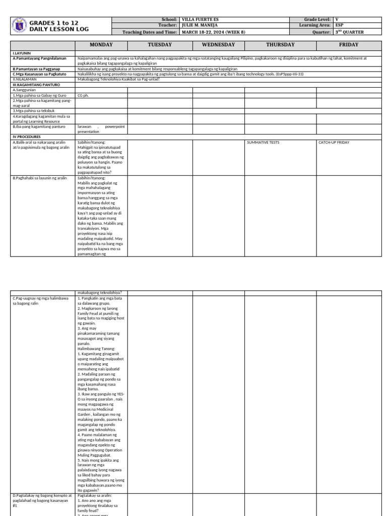 DLL - Esp 5 - Q3 - W8 | PDF