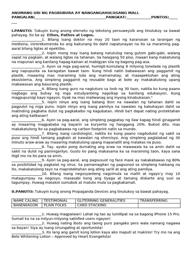 Deskriptibo at Persuweysib | PDF