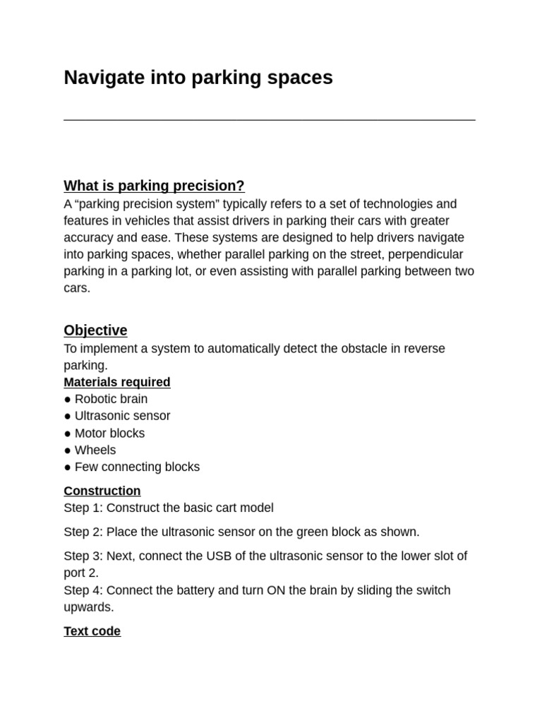 Navigate Into Parking Spaces | PDF