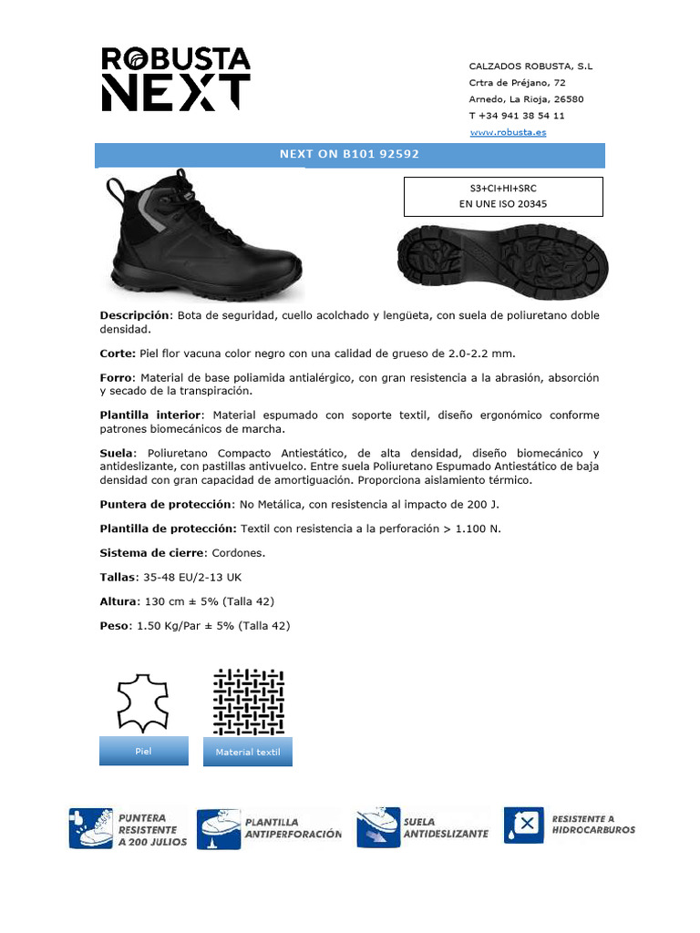7455 Bota Robusta Next On b101 s3 92592 Ficha Tecnica | PDF
