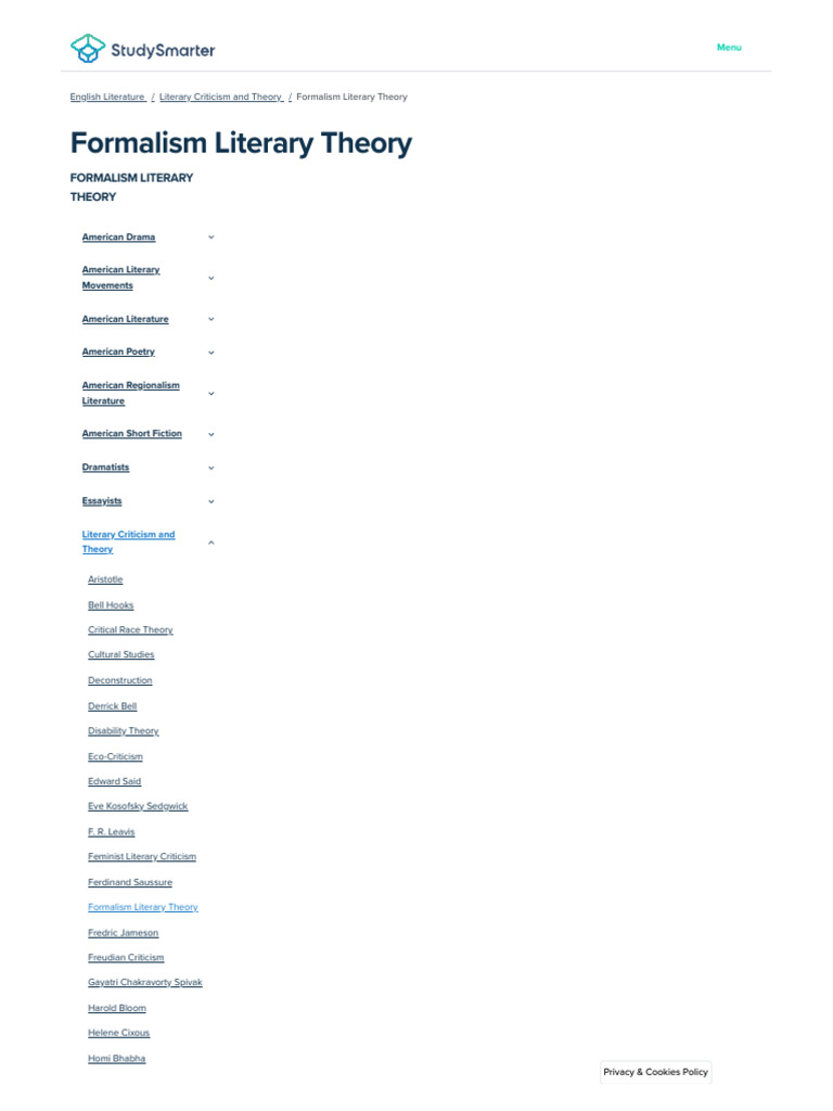 Formalism Literary Theory, Types & Principles | PDF | Plot (Narrative) | Liberal Arts Education