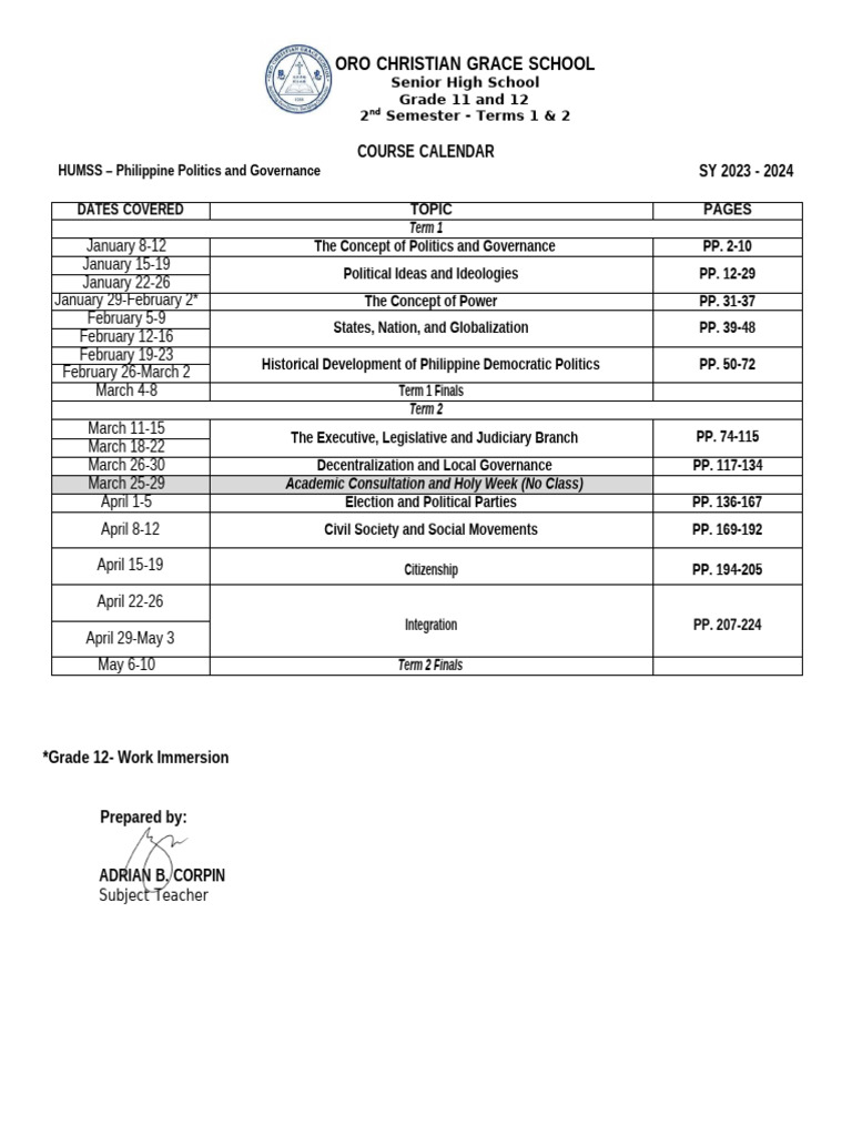 PPG Course Calendar 2023 | PDF