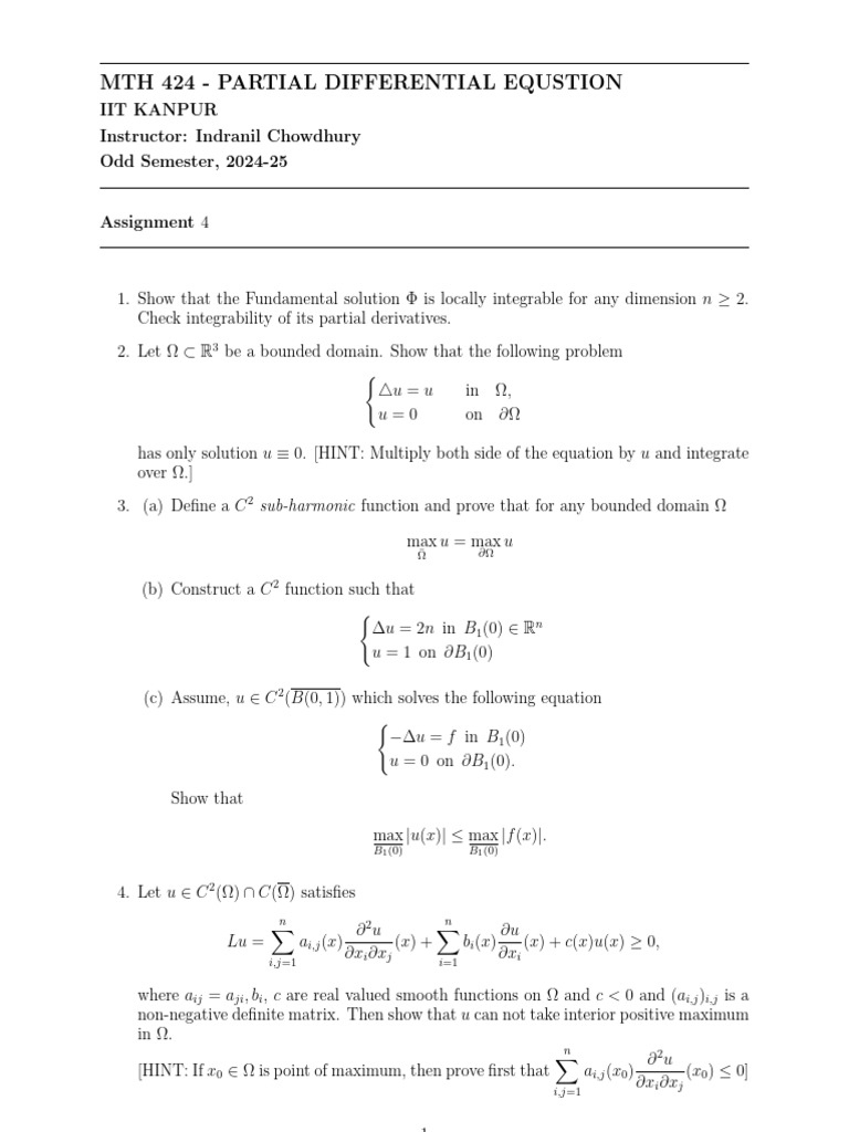 Assignment-4-MTH424 | PDF | Equations | Function (Mathematics)