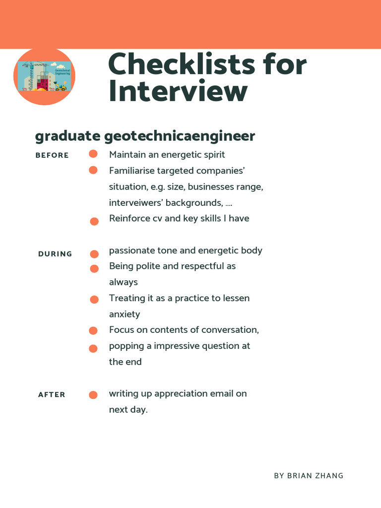 Zhonghao - Interview Checklist | PDF