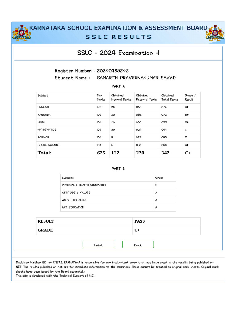SSLC - 2024 Examination 1 Result | PDF | Student Assessment And ...